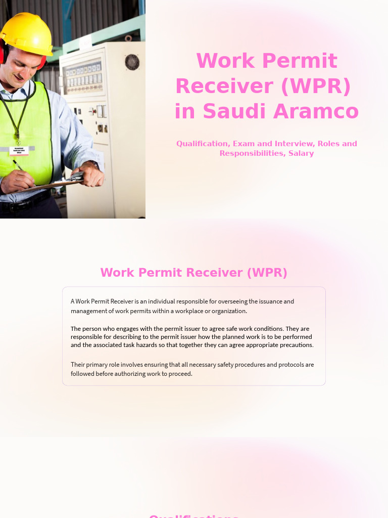Work Permit Receiver in Saudi Aramco | PDF | Safety | Occupational ...
