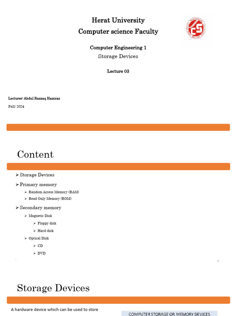 03 Storage Devices Pdf Random Access Memory Computer Data Storage