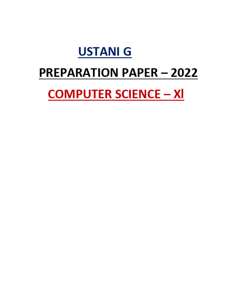 Xi Computer Science Guess Paper by Ustani G | PDF | Computer Network ...