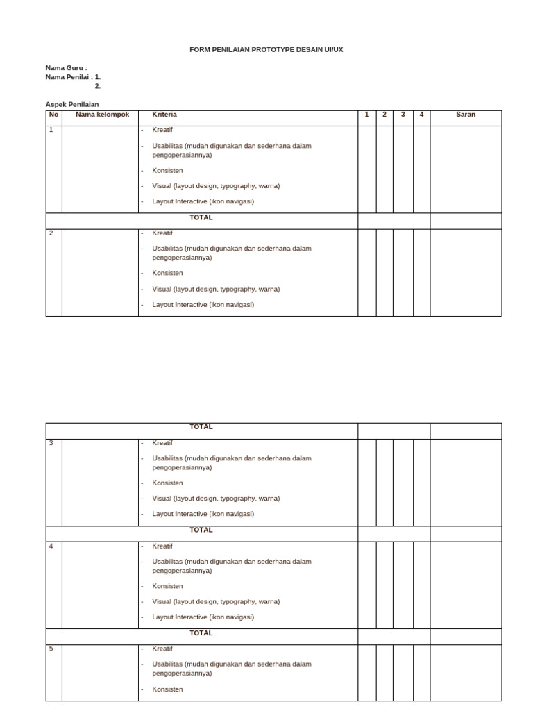 Penilaian Prototype Desain UI/UX | PDF