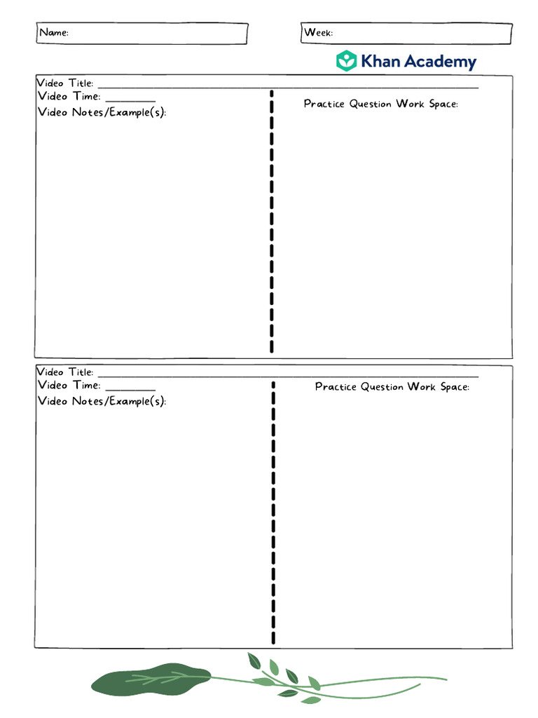 Khan Academy Video Note Template | PDF
