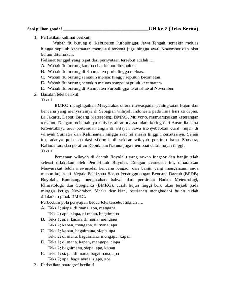 UH 2 Kelas 11 | PDF | Sains & Matematika