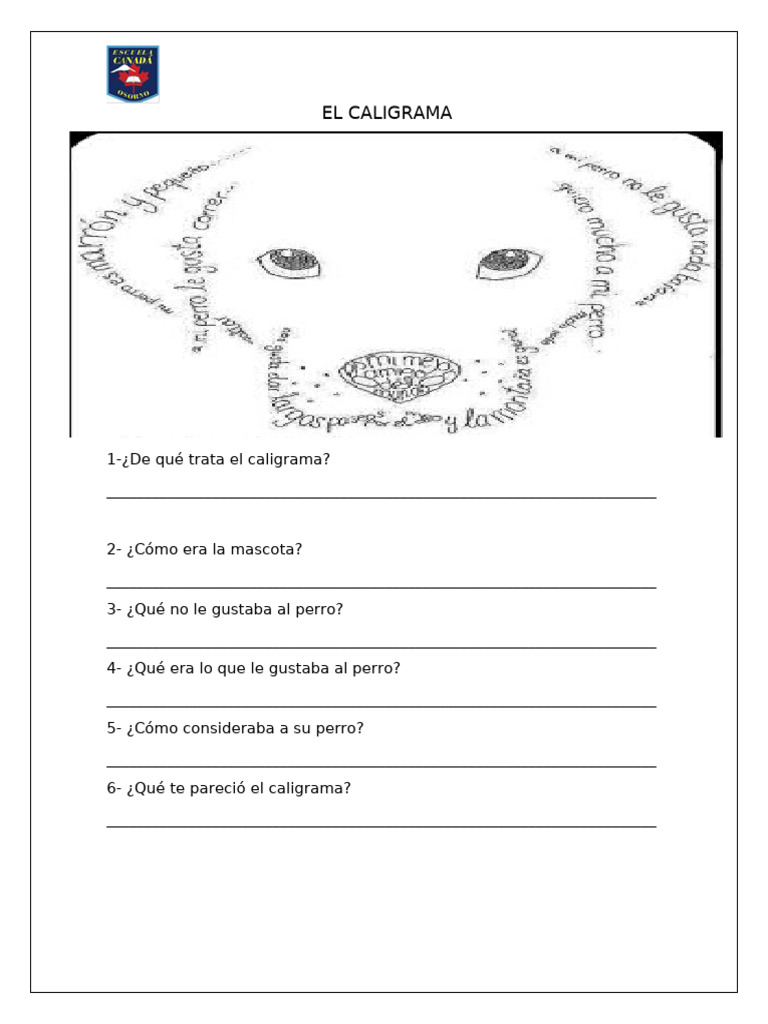Caligramas de Perros para Niños | PDF | Juegos y actividades | Cocina ...