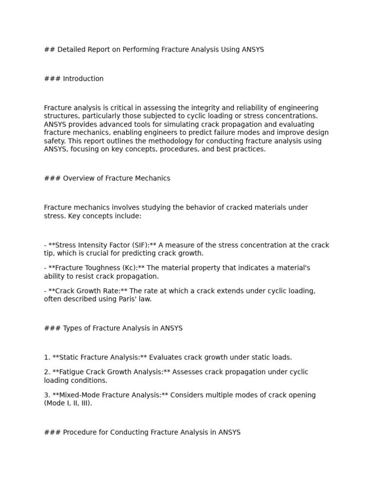Detailed Report On Performing Fracture Analysis Using ANSYS | PDF ...