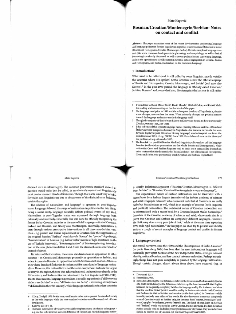 Bosnian Croatian Montenegrin Serbian | PDF