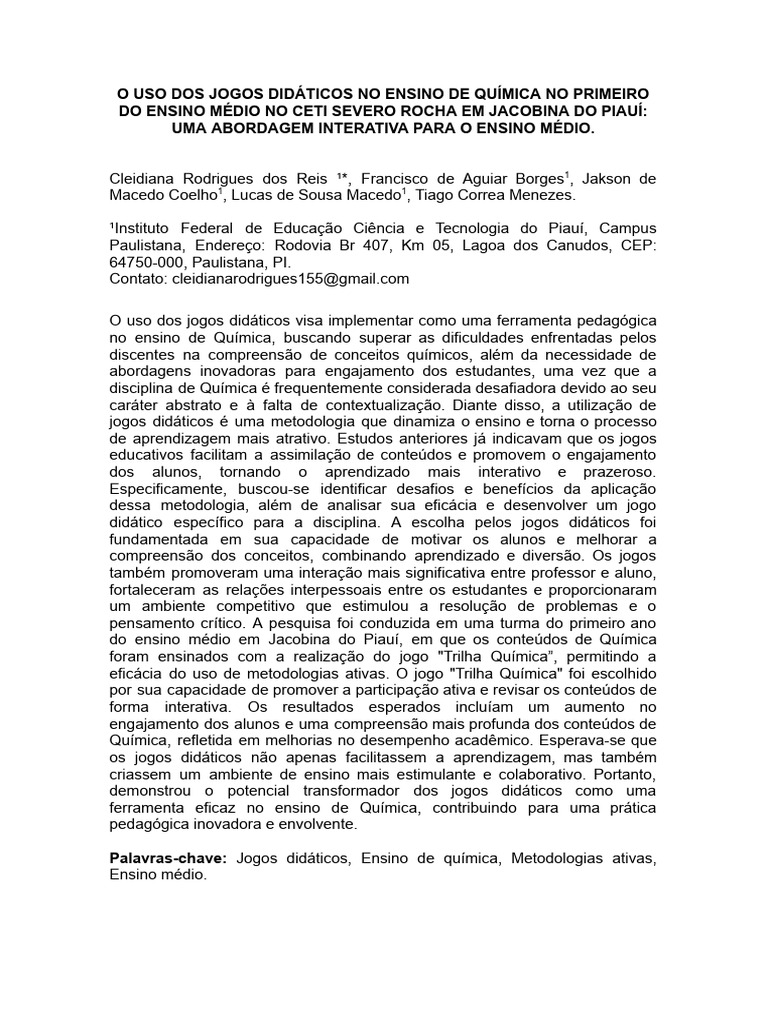 Modelo de resumo simples SNCT 2024 (5) - Cleidiana Rodrigues (2) | PDF ...