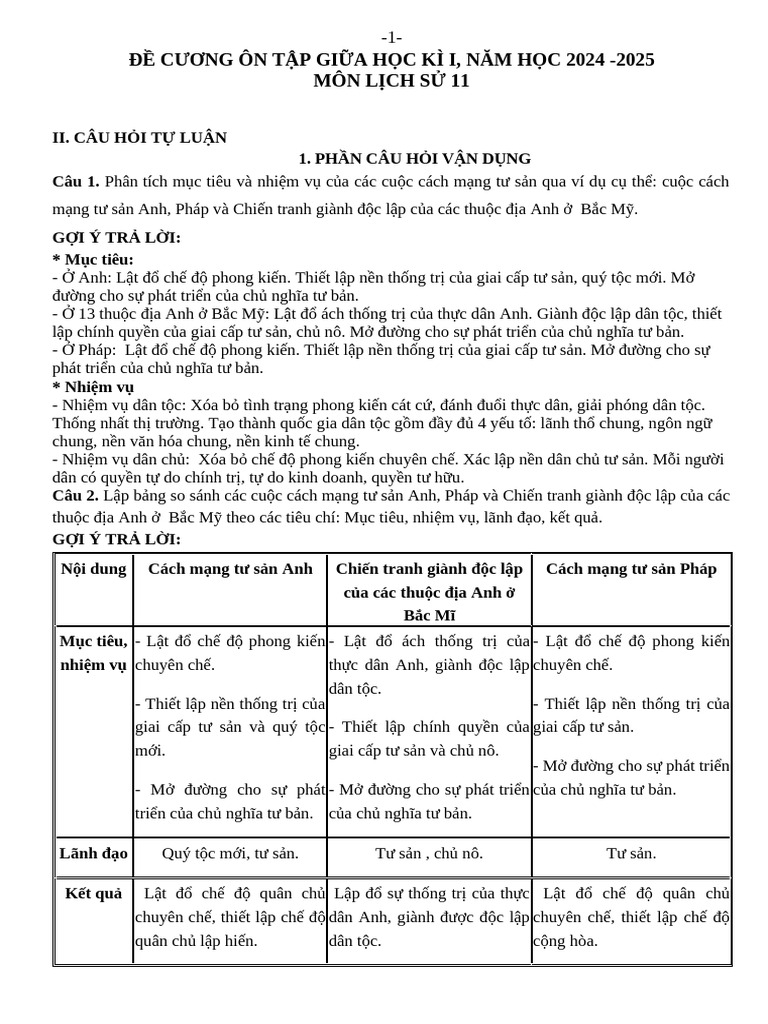 Goi y Tu Luan - de Cuong Su Lop 11 | PDF