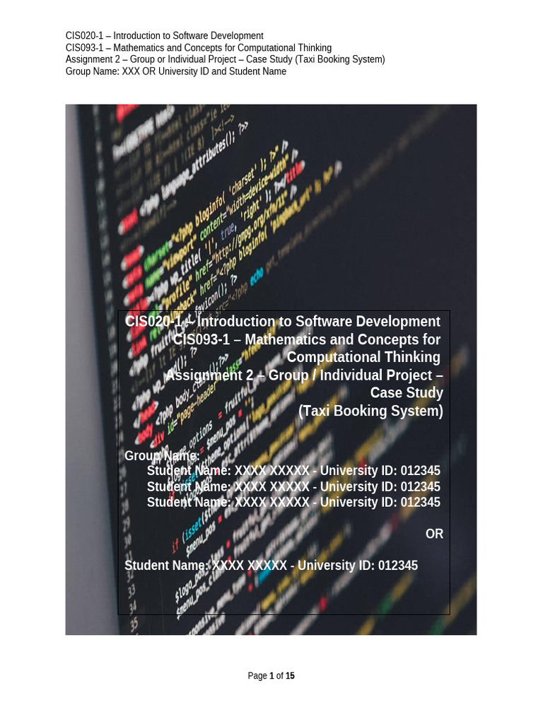 CIS020-1-CIS093-1 - Assignment 2 (Group or Individual Work) Report Template 2022-2023 | PDF ...