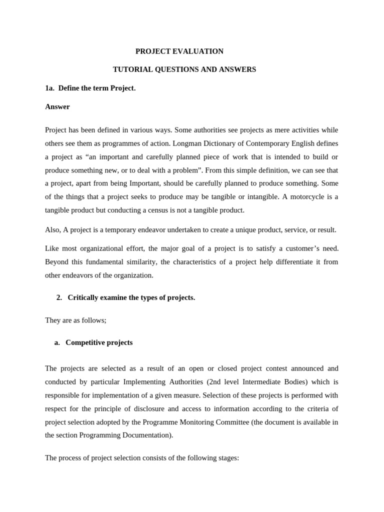 Project Evaluation Tutorial Questions and Answers | PDF | Depreciation | Focus Group