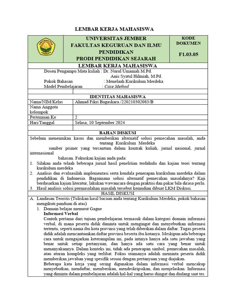 LKM TM 4 Menyusun Analisis Pembelajaran | PDF