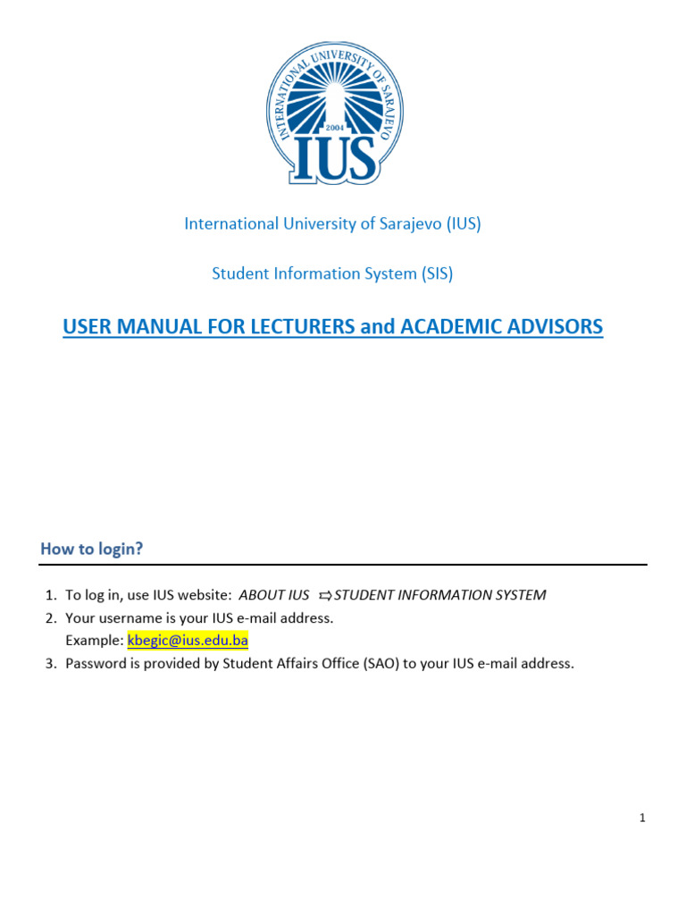2021 - SIS - User Manual - Lecturer | PDF | Academic Term | Computing