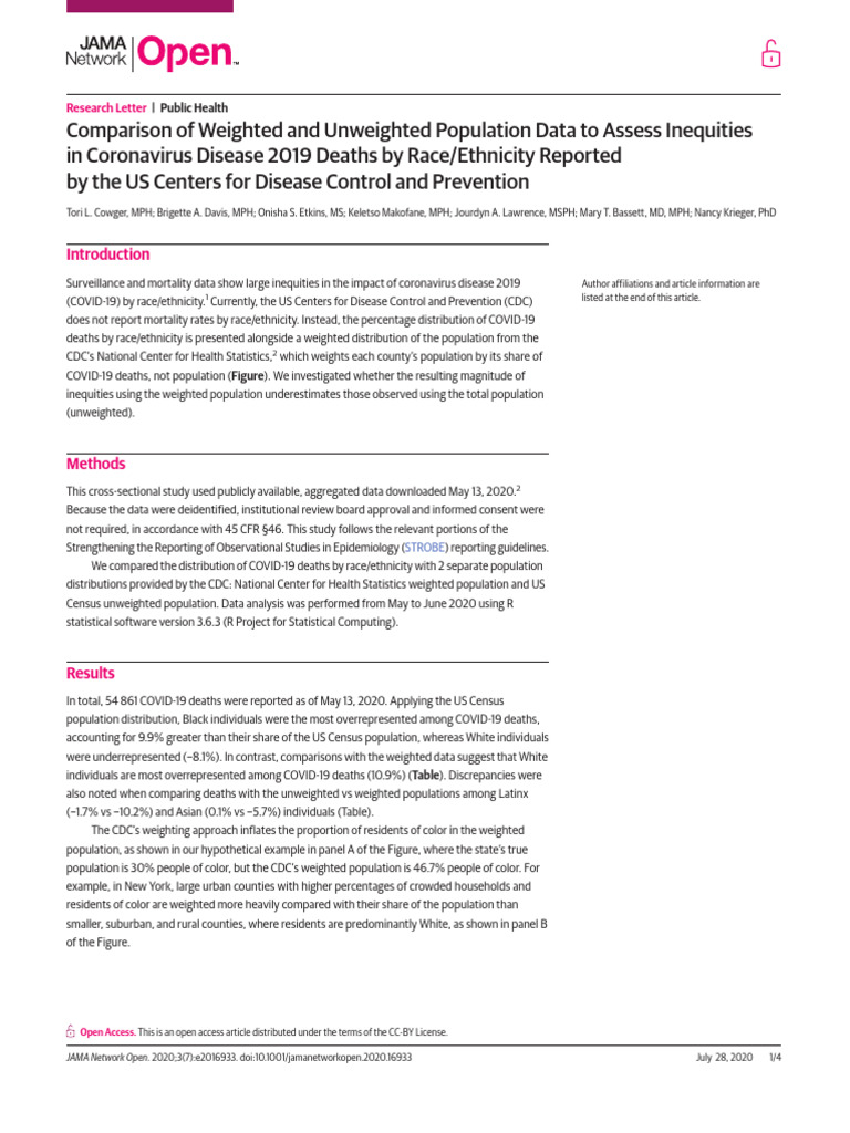 Comparison of Weighted and Unweighted Population Data To Assess ...