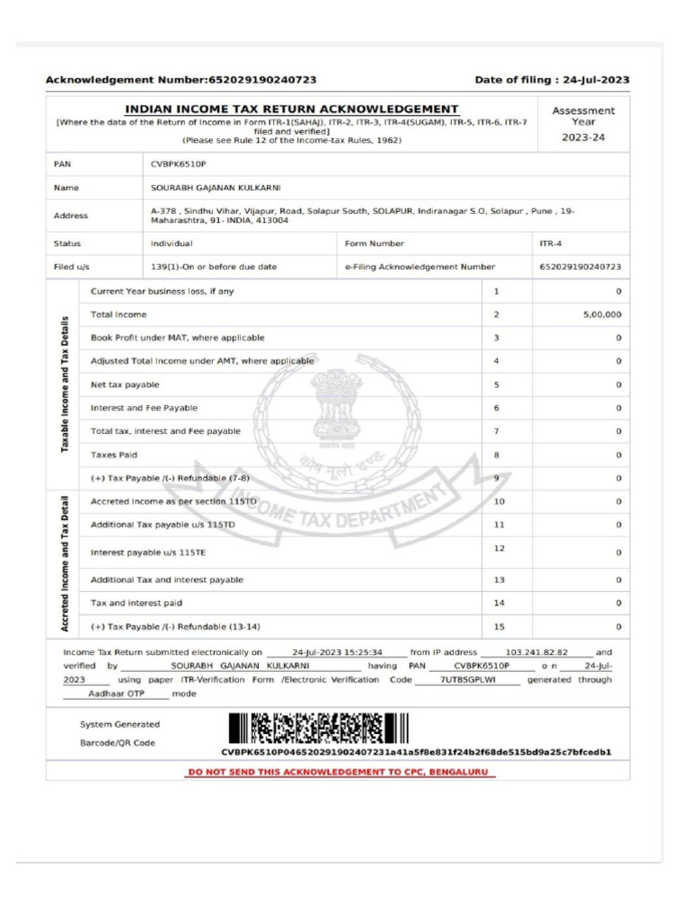 Itr 2023-24 | PDF