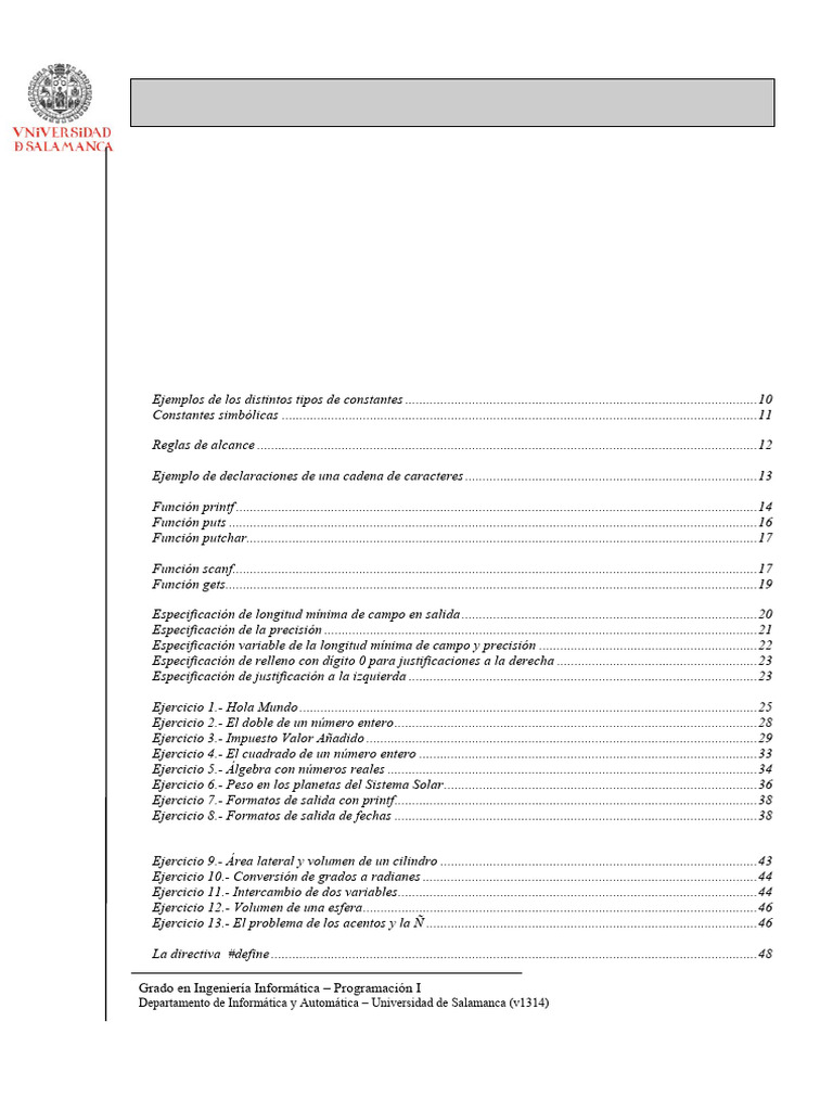 Tema 2 - Elementos Básicos de C (Programación 1, Ingeniería Informática, Universidad de ...