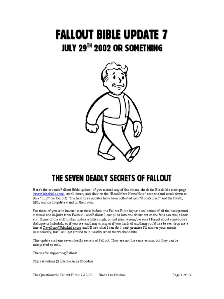 Fallout Bible Update: Seven Secrets | PDF | Leisure | Sports