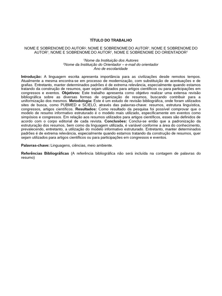 Modelo Resumo Simples | PDF