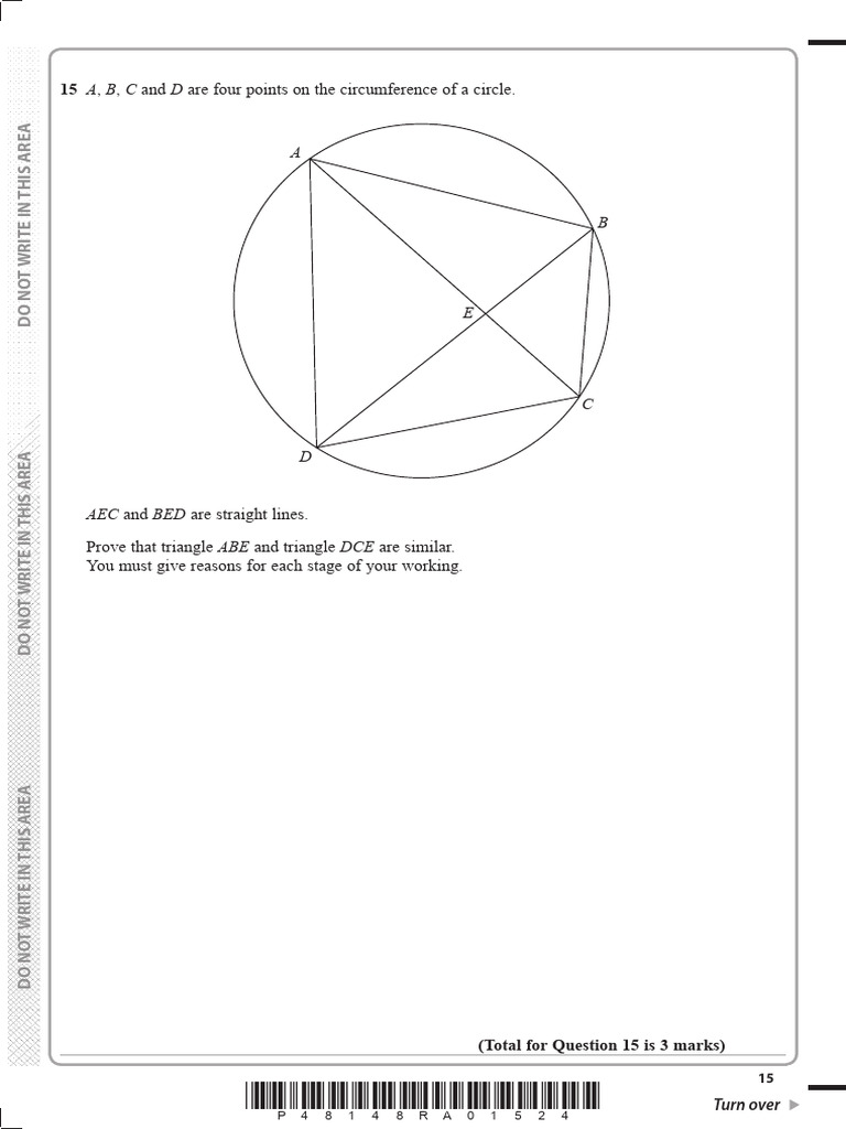 Question 15 - Edexcel Maths Paper 2 Higher - Paper | PDF