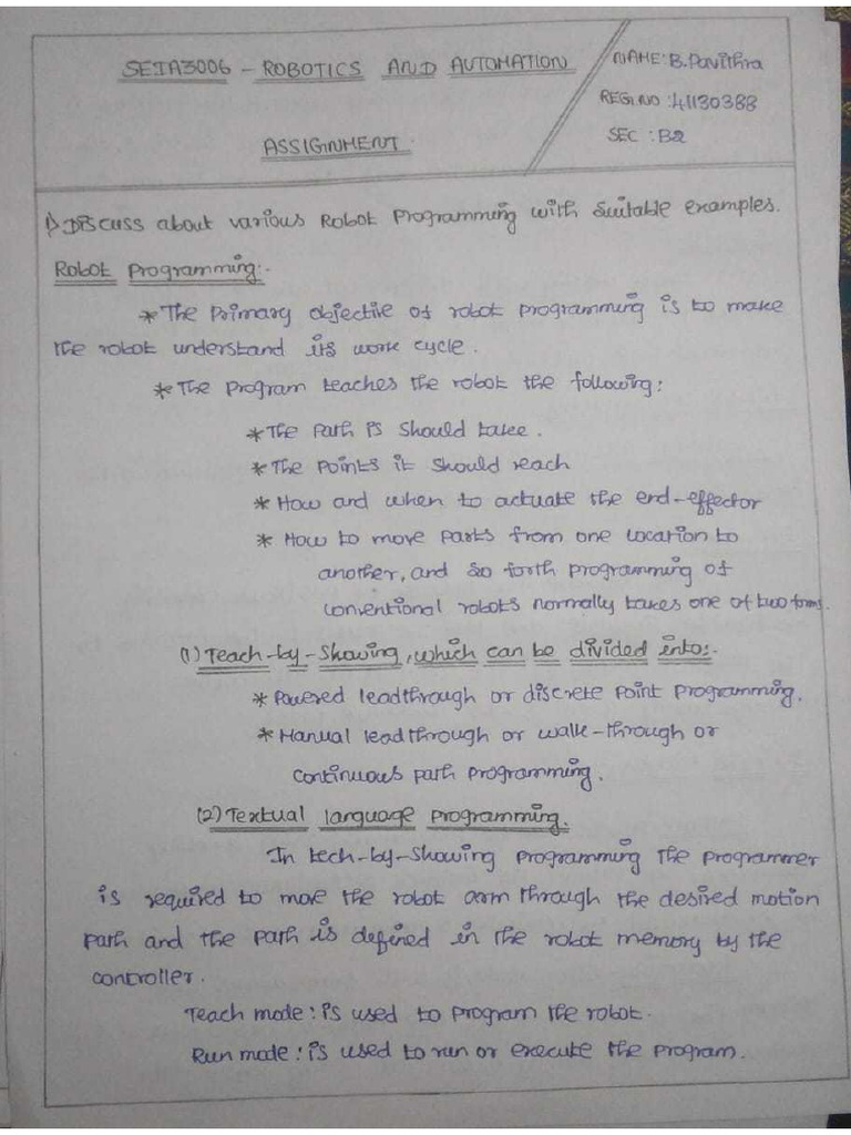 Robotics and Automation Assignment | PDF