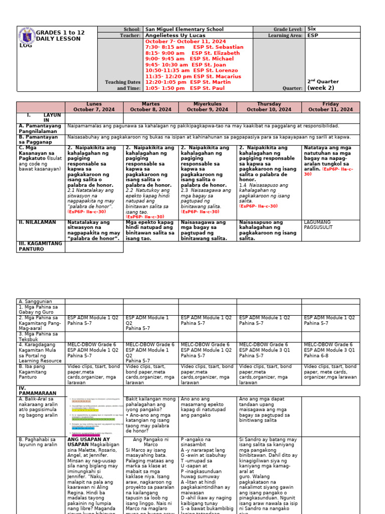 ESP DLL Week 2 | PDF