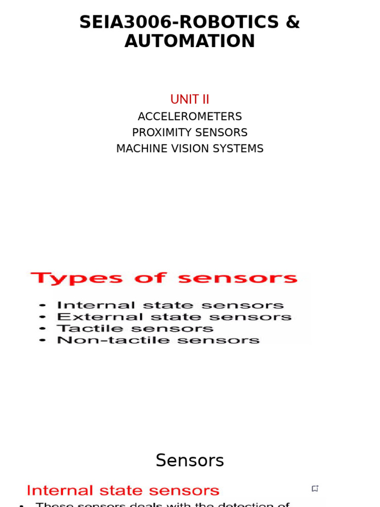 Unit II-robotics and Automation | PDF | Accelerometer | Inductor