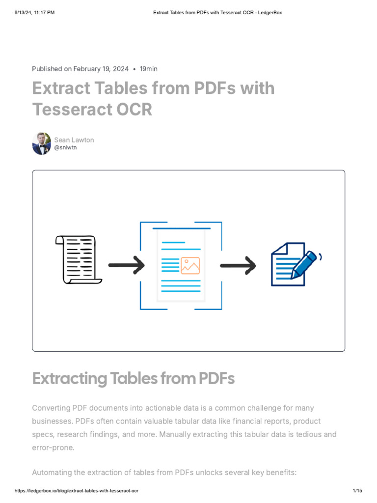 Extract Tables from PDFs Using Tesseract | PDF | Optical Character ...