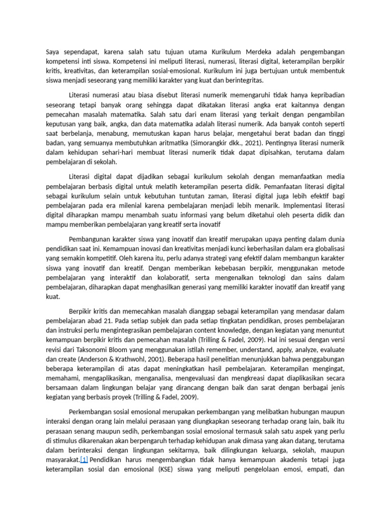 Meliputi Literasi, Numerasi, Literasi Digital, Keterampilan Berpikir ...
