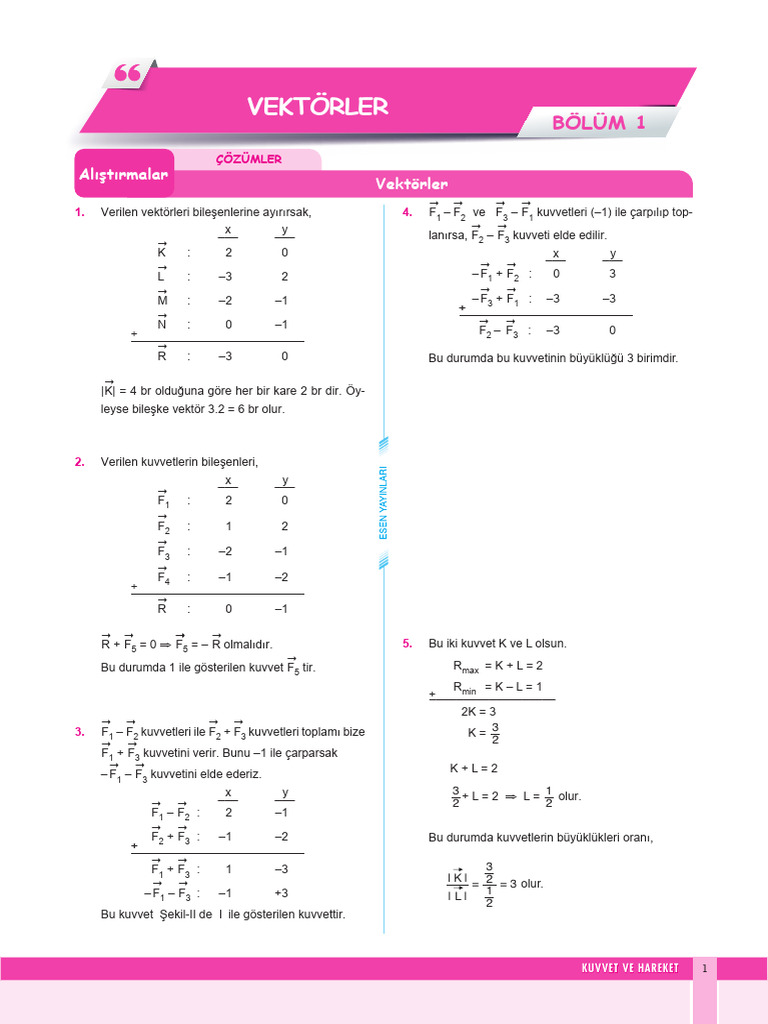 01 Vektorler Kac 1 10 | PDF