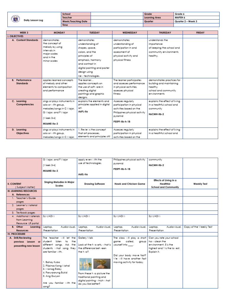 DLL Mapeh Q2 W3 | PDF | Image Scanner | Paintings