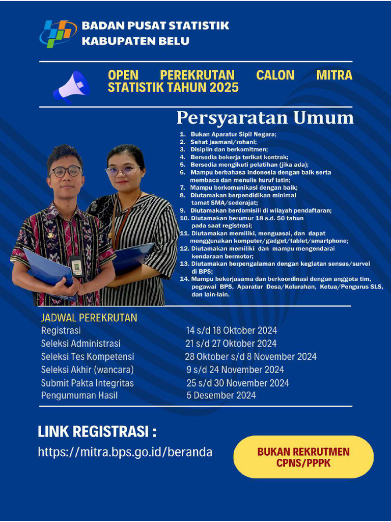 Pengumuman Rekrutmen Mitra Statistik Tahun 2025 | PDF