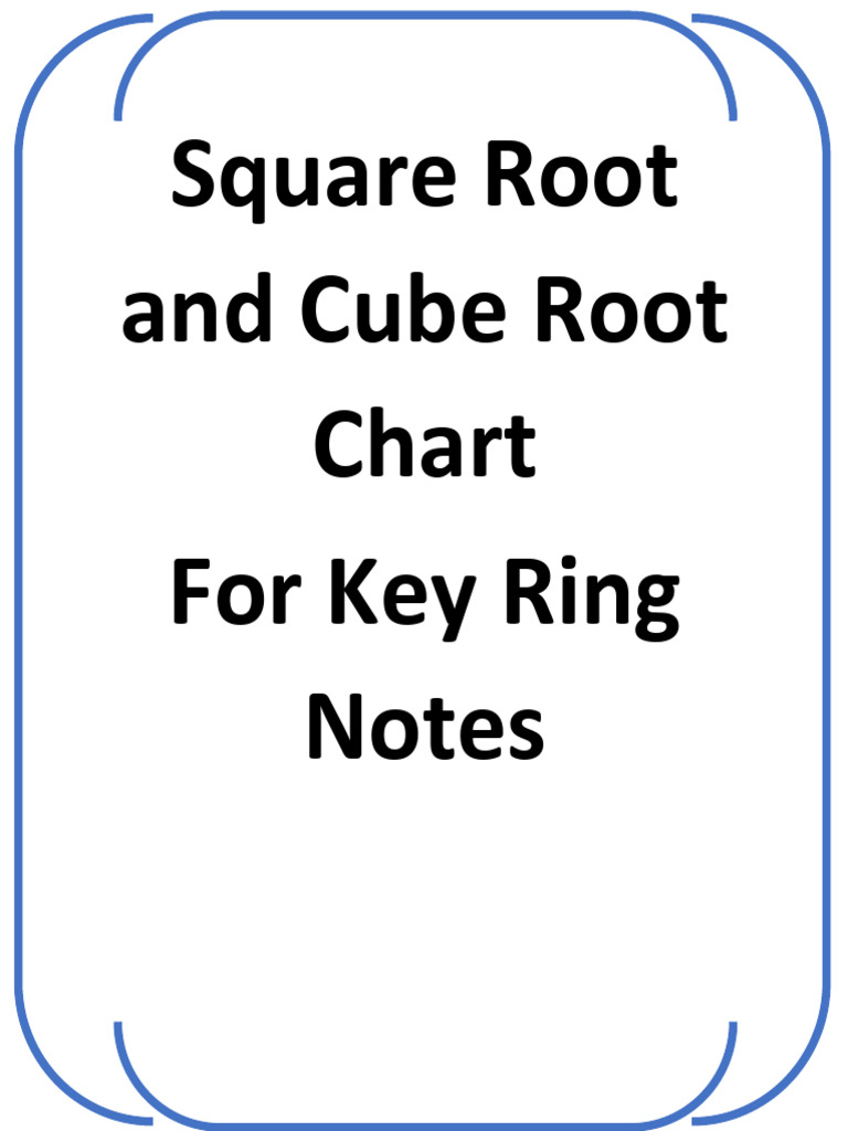 Square Root and Cube Root Chart For Key Ring Notes | PDF | Elementary ...