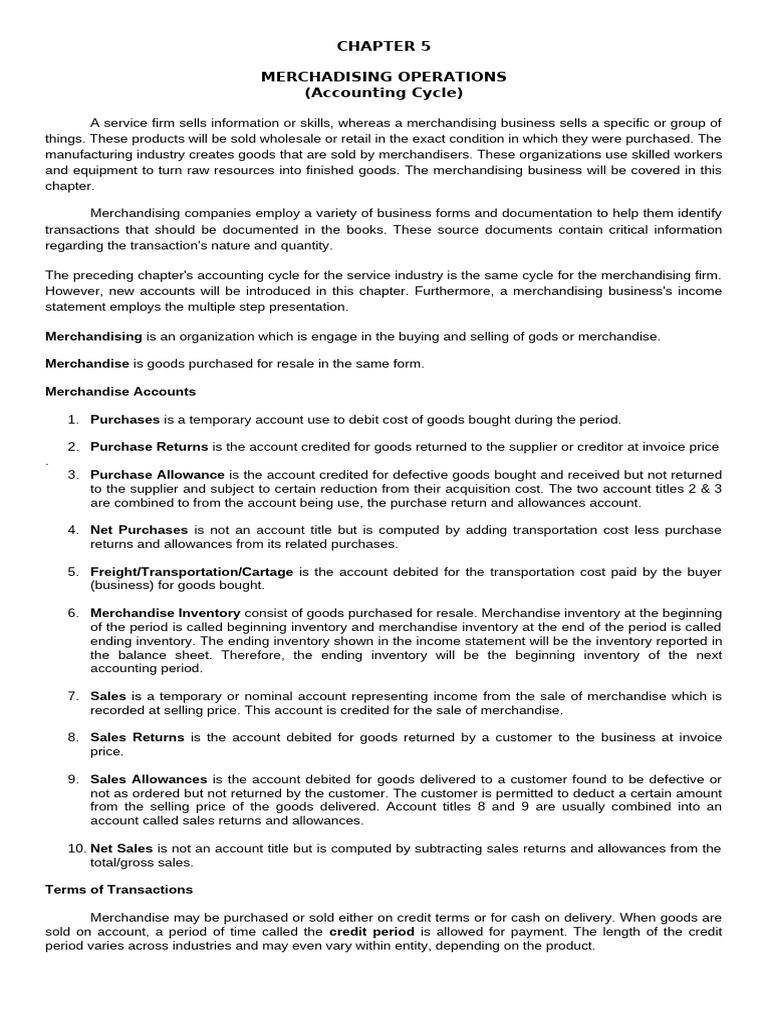 ACT 110 Merchandising | PDF | Debits And Credits | Expense