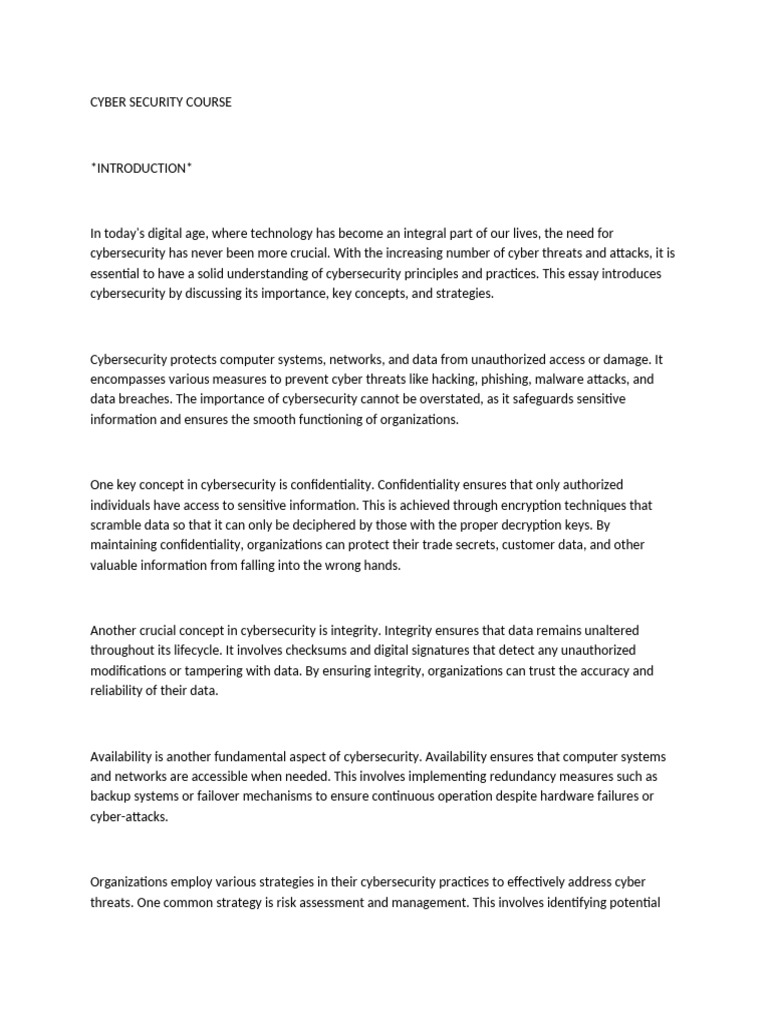 Cyber Security Pdf Computer Security Security