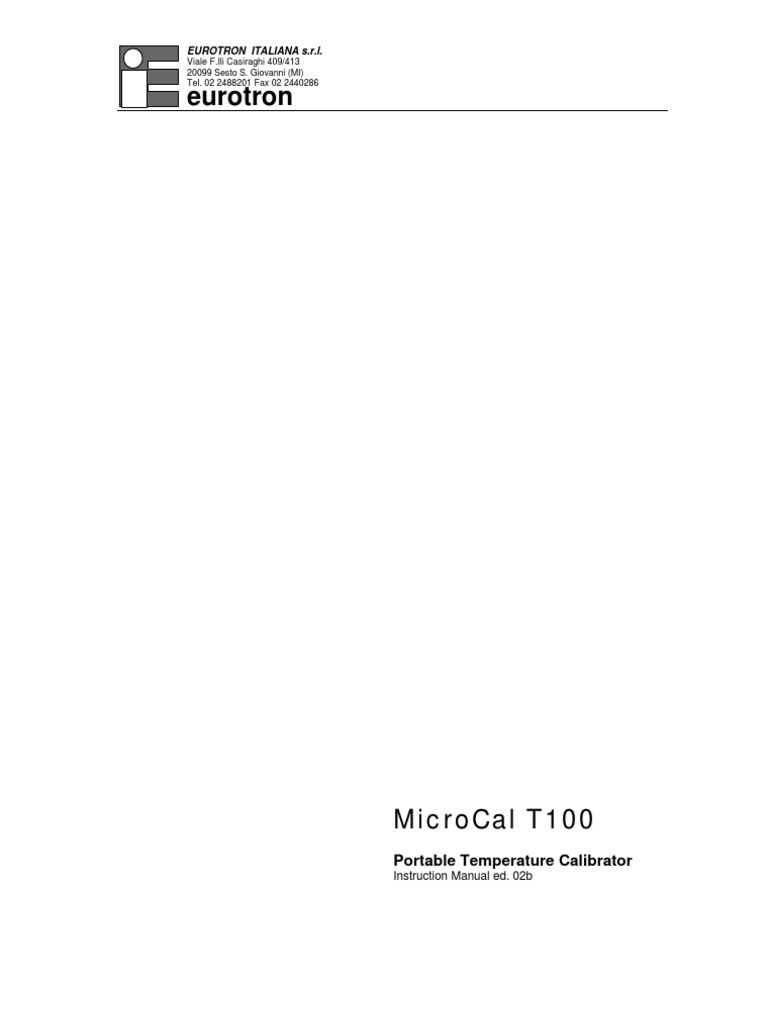 MM850206-2b MicroCal T100 | PDF | Thermocouple | Thermostat
