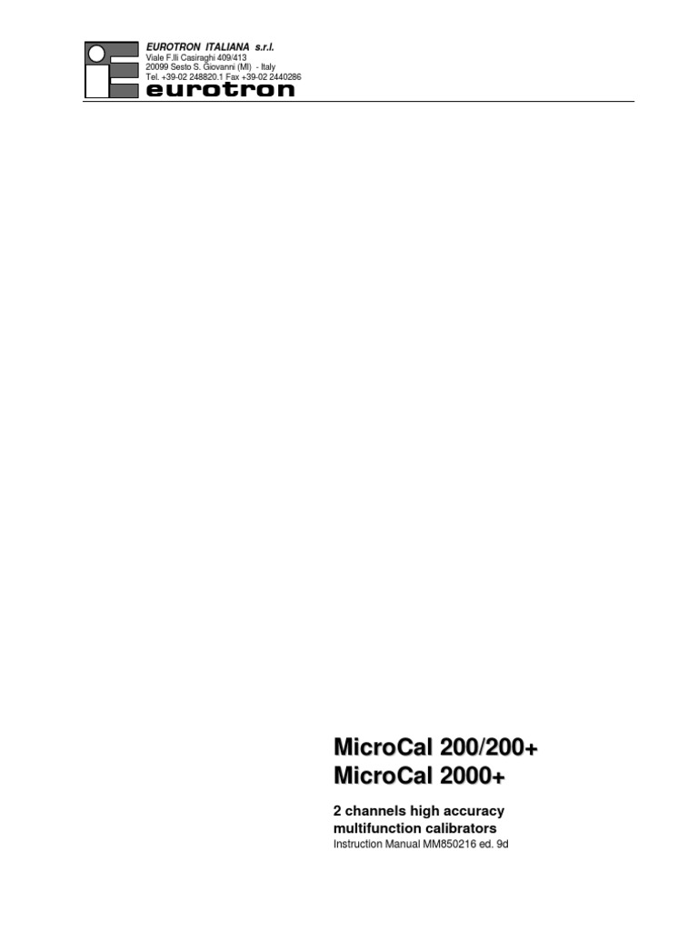 MM850216-9d MicroCal200 | PDF | Calibration | Thermocouple