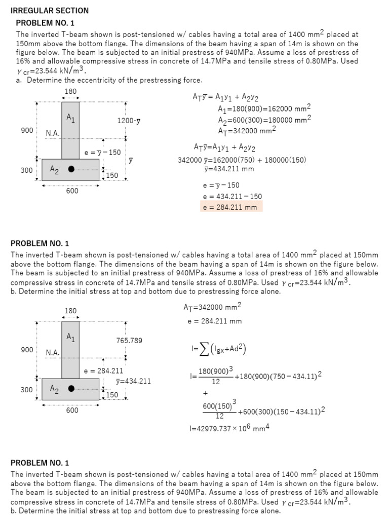 PSC Irregular Section | PDF | Beam (Structure) | Stress (Mechanics)