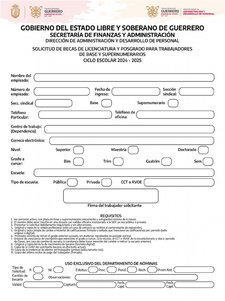 Formato de Solicitud Becas de Licenciatura y Posgrado A | PDF