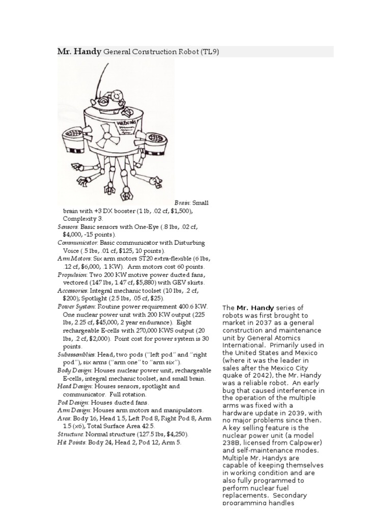 Robotics Engineers' Guide to Mr. Handy | PDF