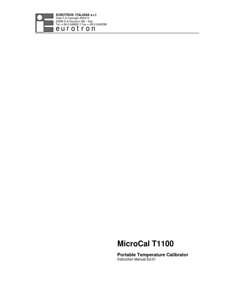 MicroCal T1100 User Guide | PDF | Thermocouple | Calibration