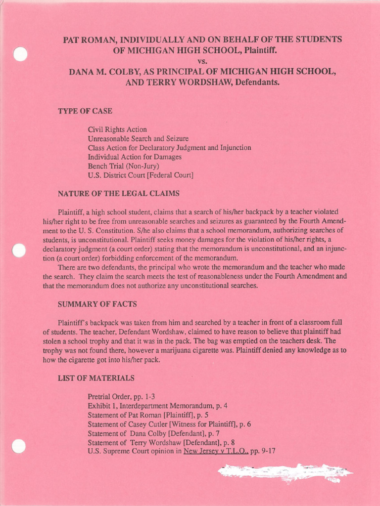 Mock Trial Case 31989-Roman-V-Colby | PDF