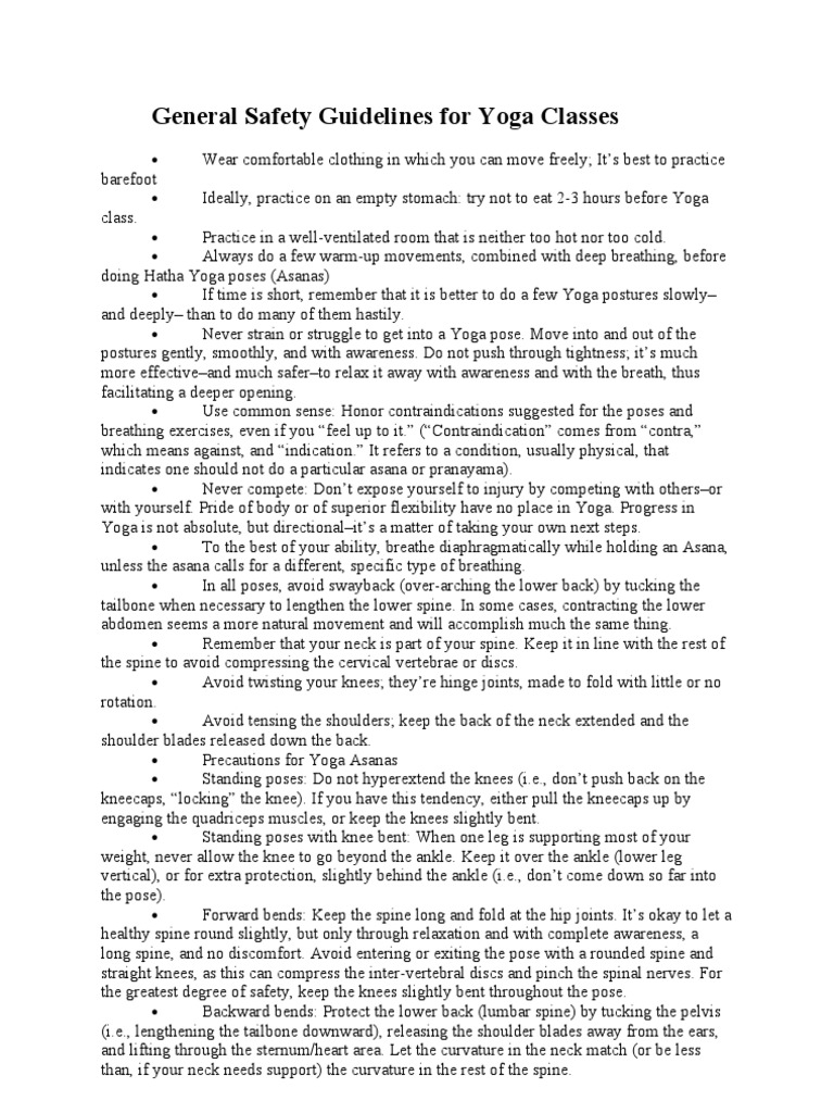Essential Yoga Safety Guidelines | PDF | Vertebral Column | Asana