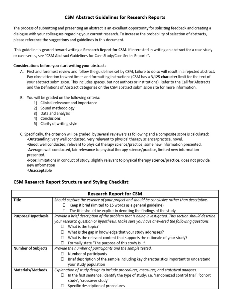 CSM Research Abstract Guidelines | PDF | Statistics | Information
