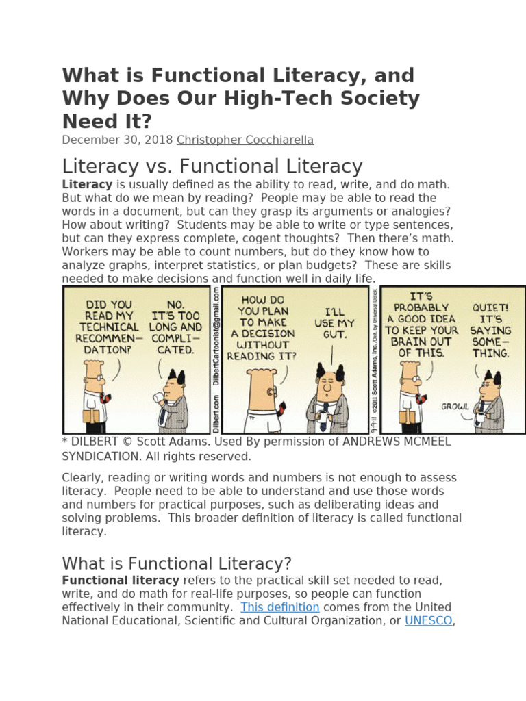 Functional Literacy | PDF | Literacy | Science