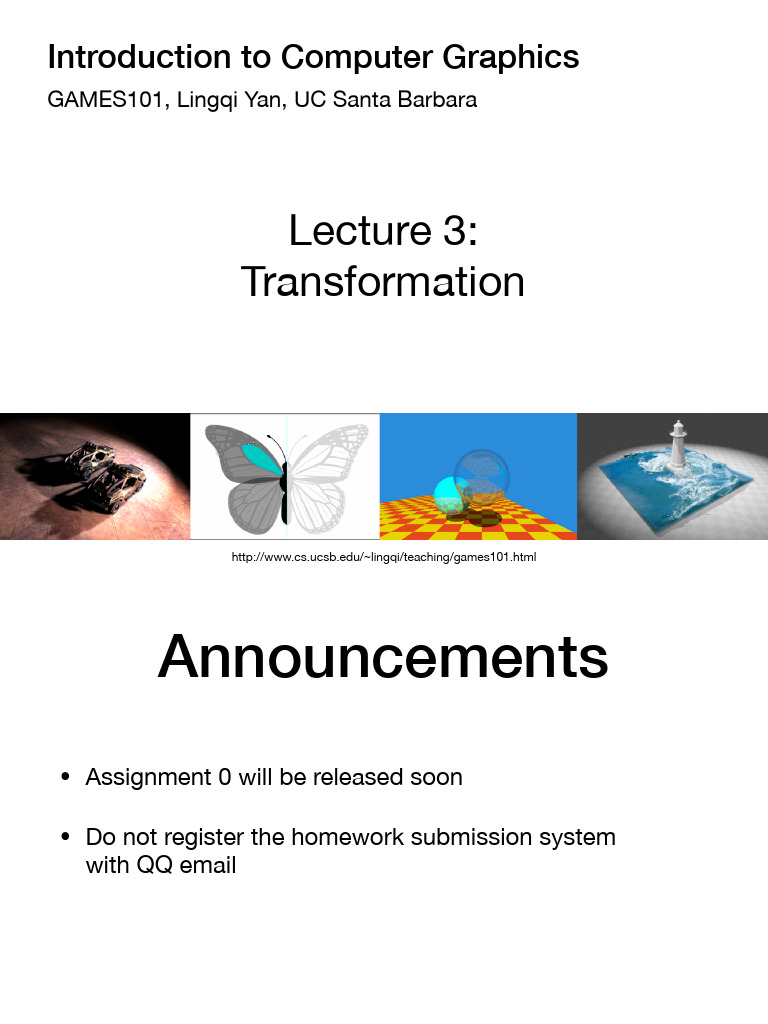 GAMES101 Lecture 03 | PDF | 2 D Computer Graphics | Mathematical Physics