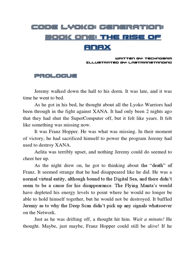 Code Lyoko Generation: Book 1, The Rise of Anax | PDF