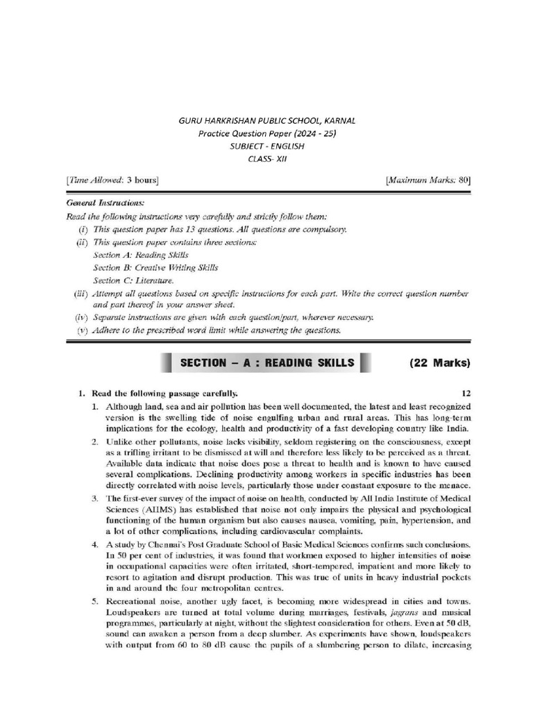 Class XII English | PDF