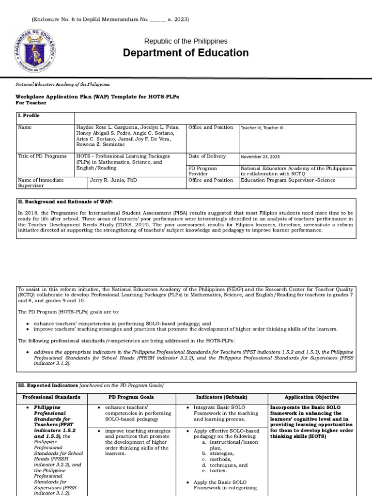 WAP For Teachers | PDF | Educational Assessment | Learning