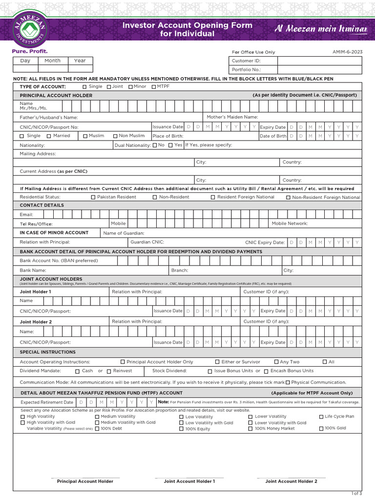 Account Opening Form Mutual Fund Individual 1 | PDF | Investing ...