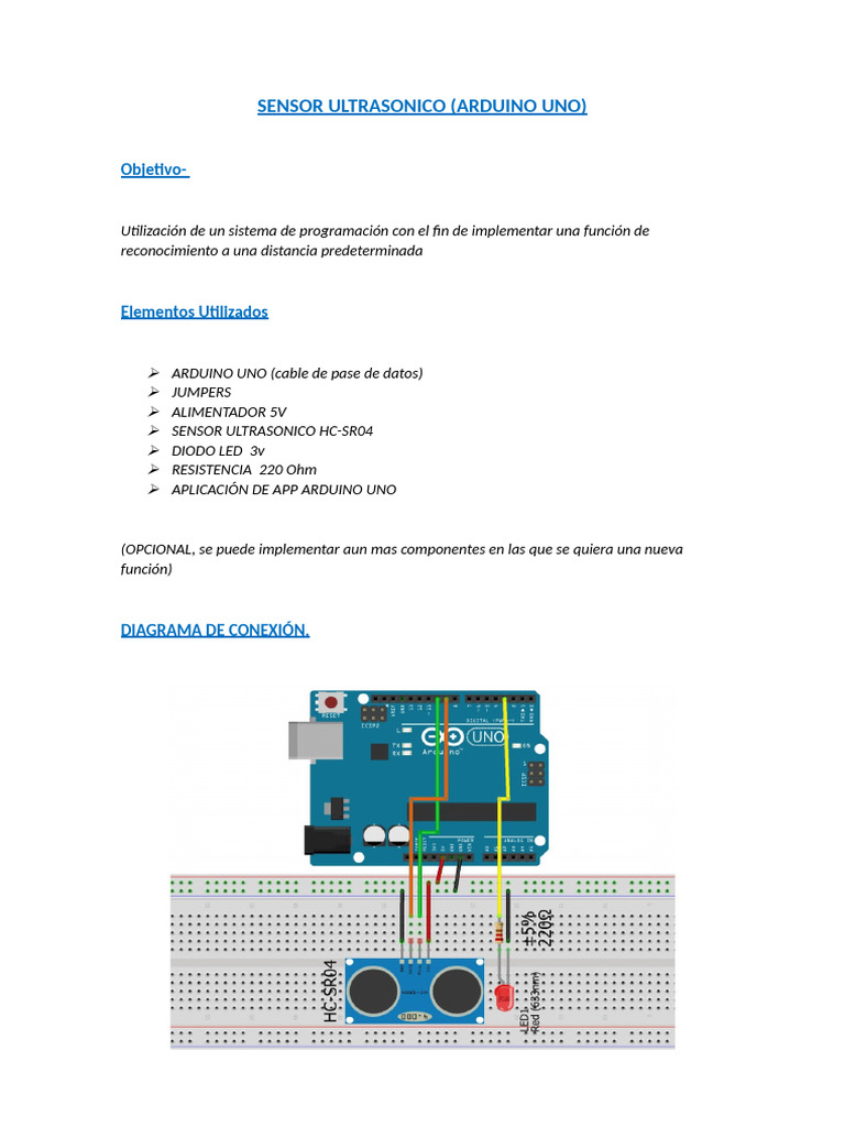Informe Tecnico Arduino UNO, Sensor Ultrasonico | PDF