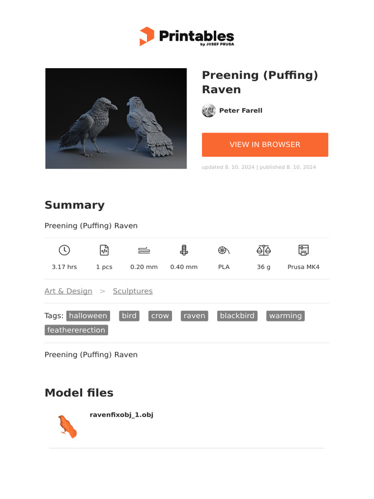 Preening Puffing Raven | PDF