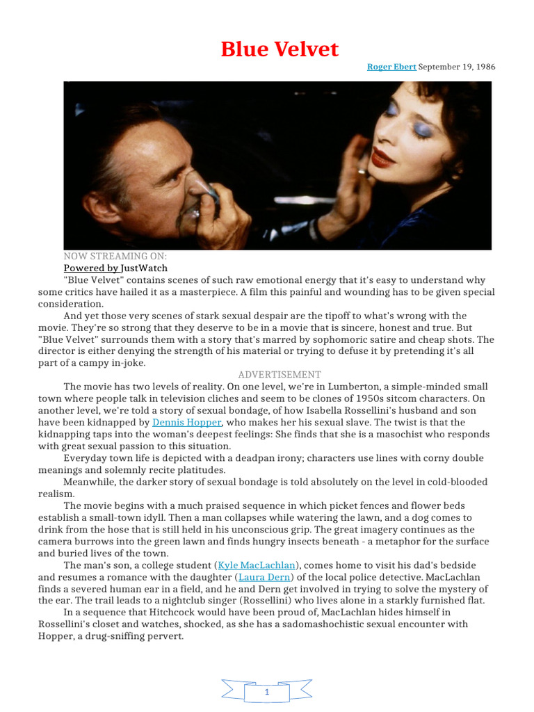 Ebert Blue Velvet | PDF